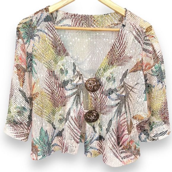 Soft Surroundings | Sweaters | Soft Surroundings Tropical Leaf Pink ...